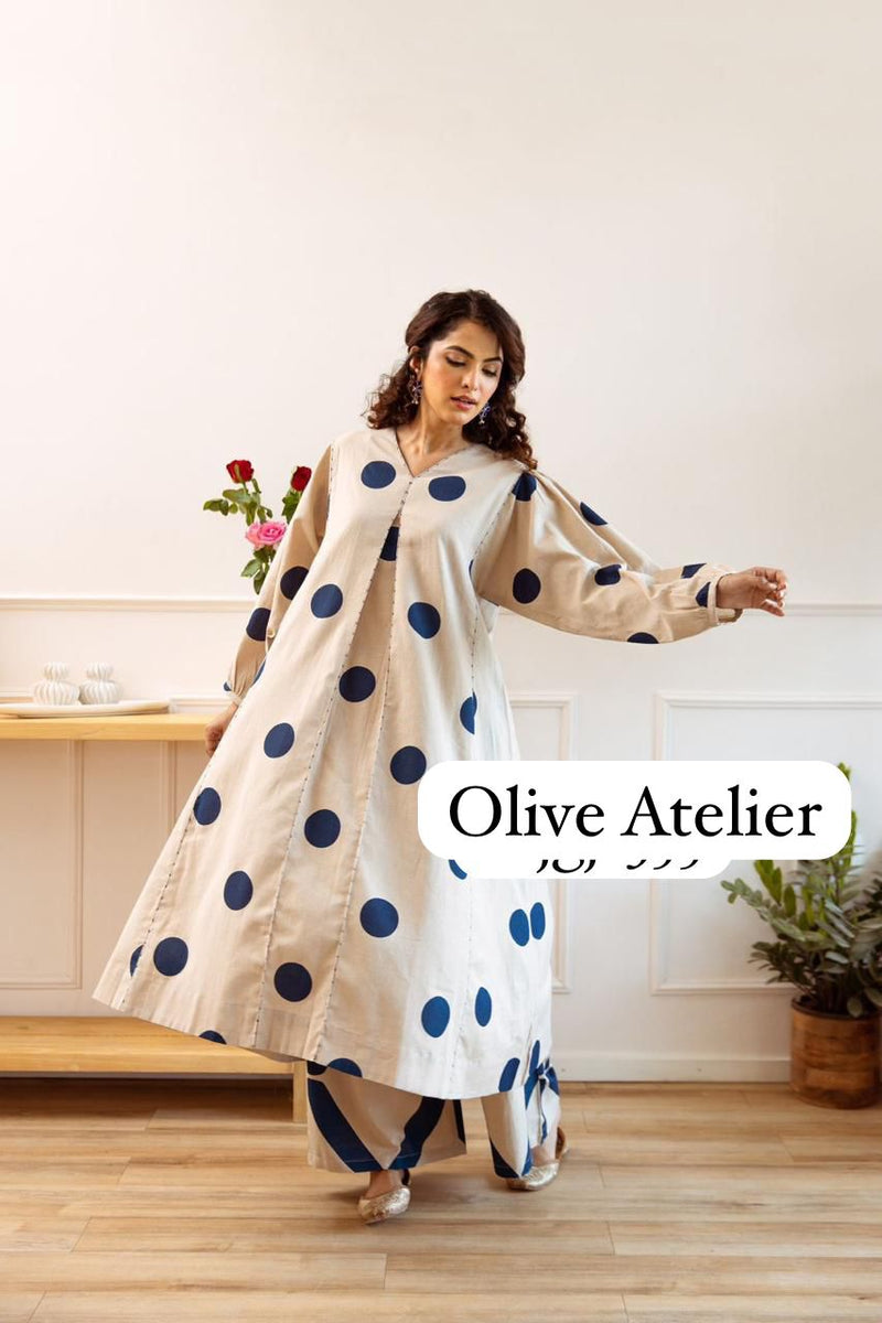 Blue Polka Dots Linen Elegance Set – Olive Atelier