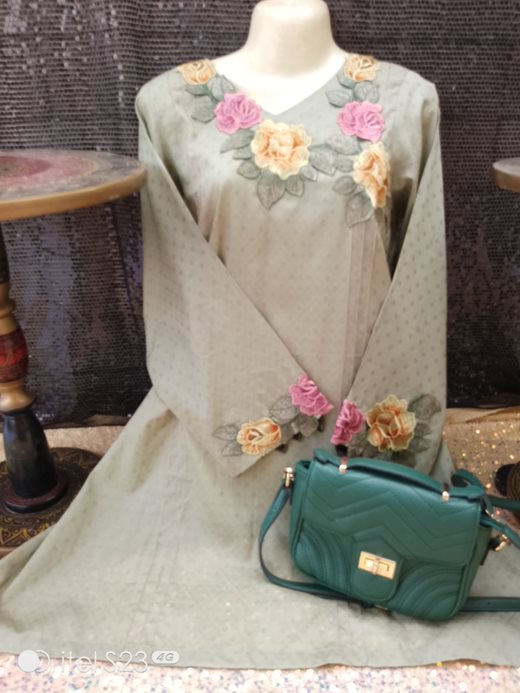 Linen Bloom: Olive Atelier Basics Stitched Kurti.