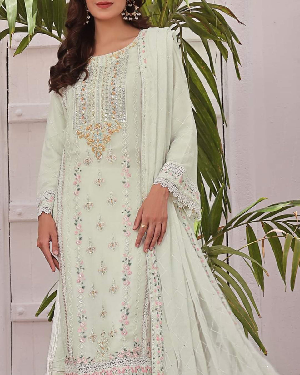 Pure Chiffon Handwork Suit, 3-Piece – Olive Atelier